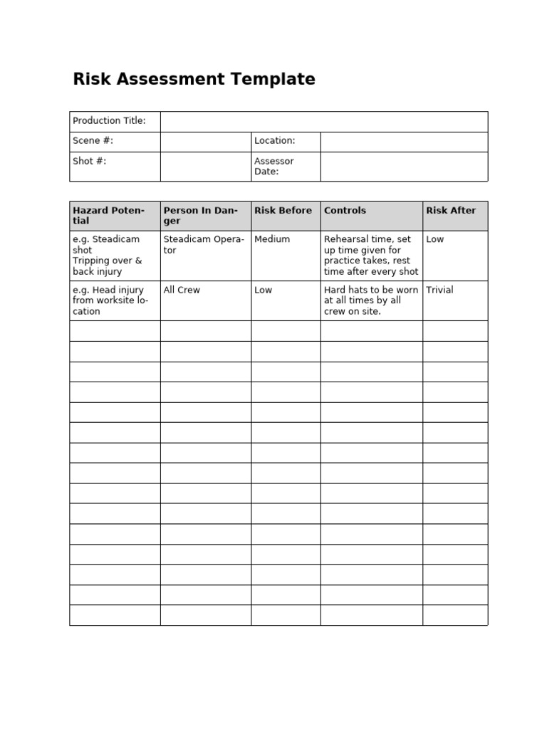 Risk Assessment Template - Wrapbook | PDF