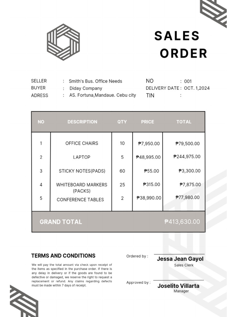 Gayol, Ais, Sales Order | PDF