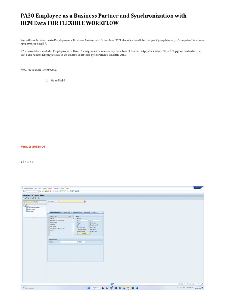 PA30 Employee As A Business Partner and Synchronization | PDF PA30 Employee As A Business Partner and Synchronization | PDF