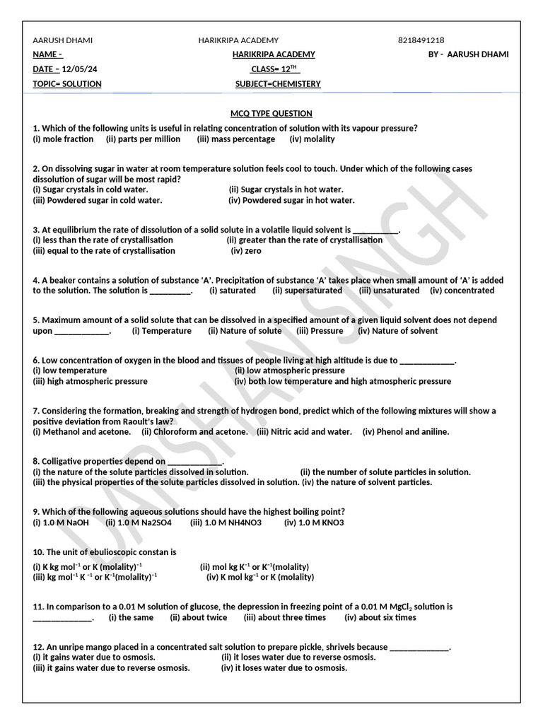 MCQ Solution2 | PDF