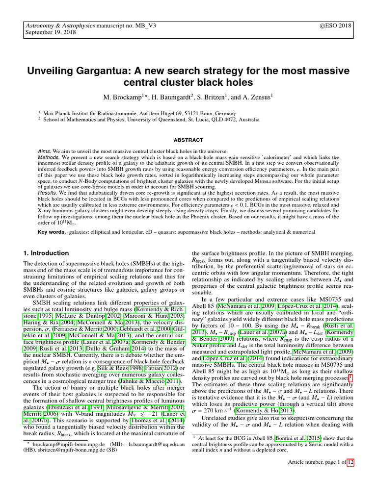 Massive Black Holes in Phoenix Cluster | PDF | Black Hole | Galaxy