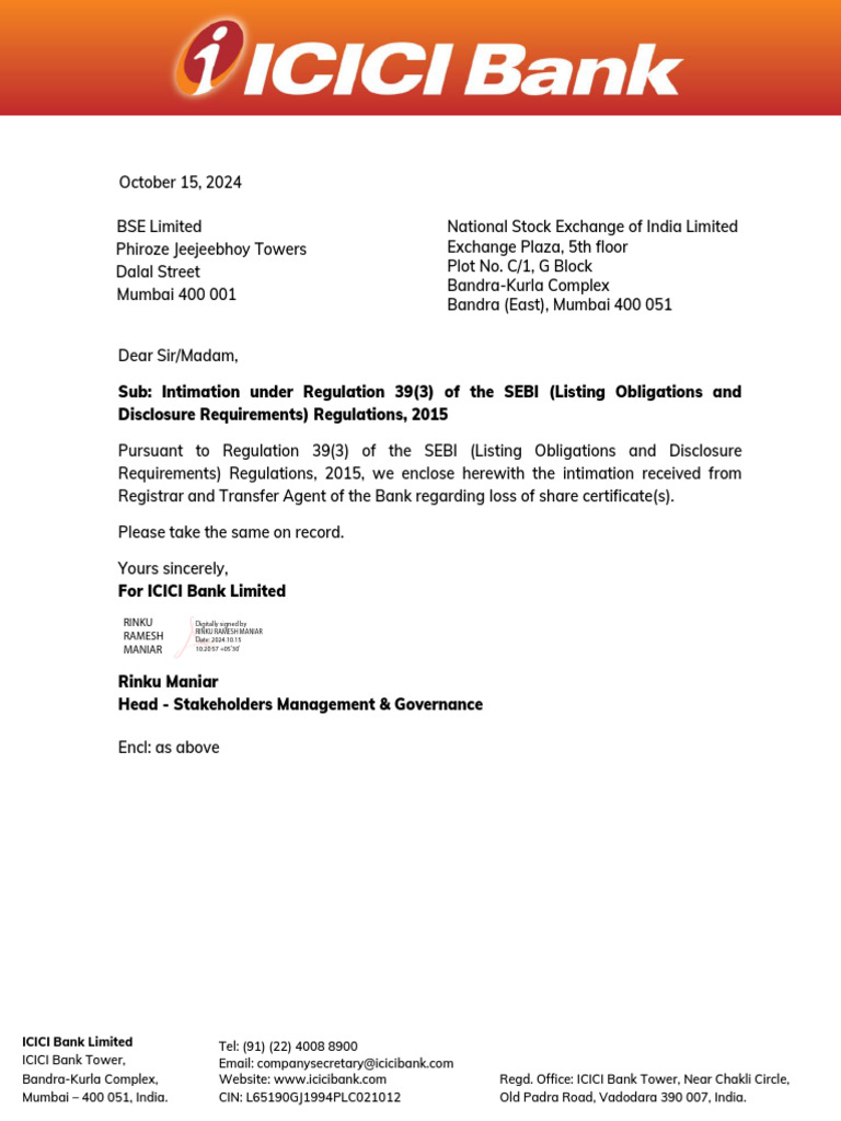 ICICIBANK 15102024103454 Letter | PDF