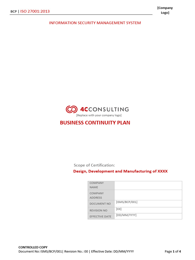 ISMS-BCP-001-Business Continuity Plan | PDF