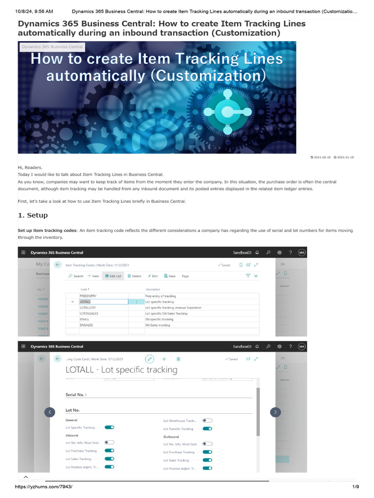 Dynamics 365 Business Central_ How to create Item Tracking Lines automatically | PDF