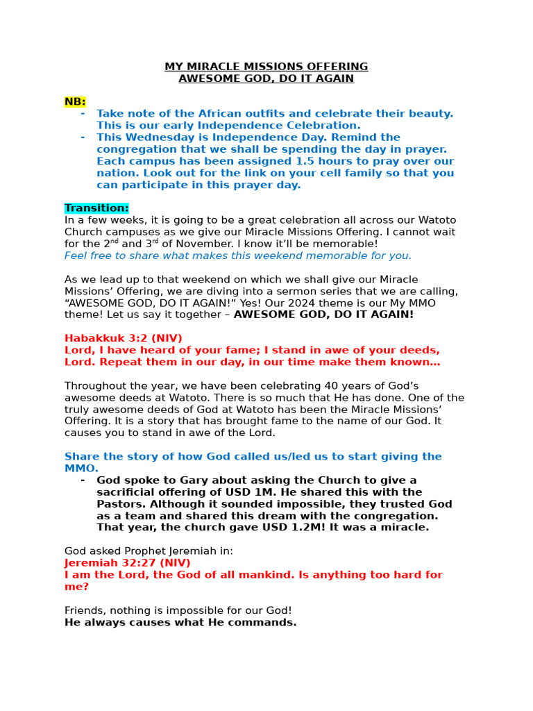 My Miracle Missions Offering | PDF