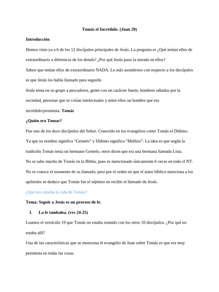 Tomás El Incrédulo | PDF