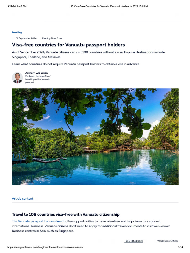 Vanuatu Visa Free Countries | PDF