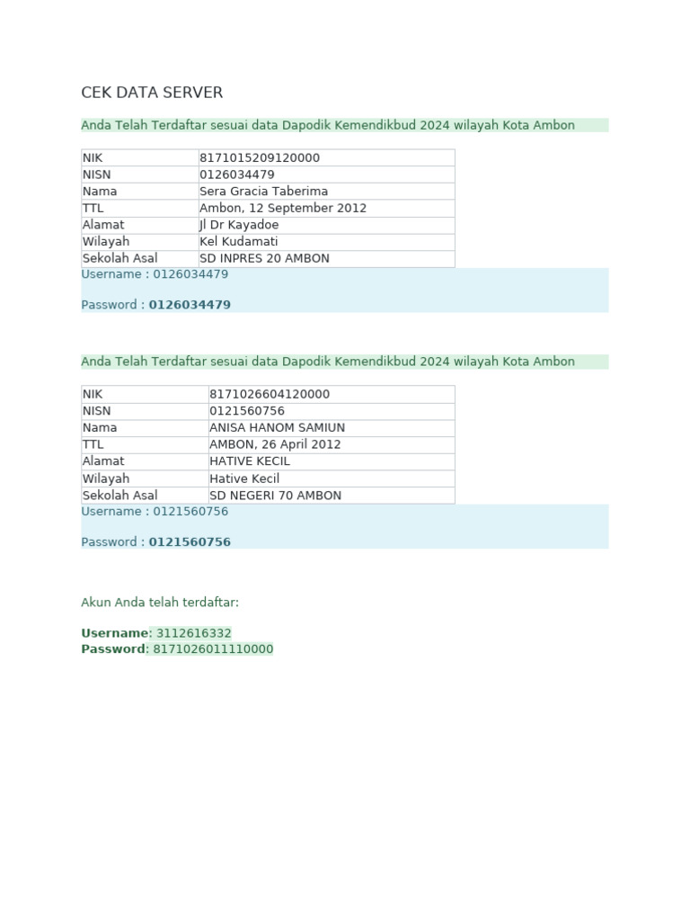 Cek Data Server | PDF