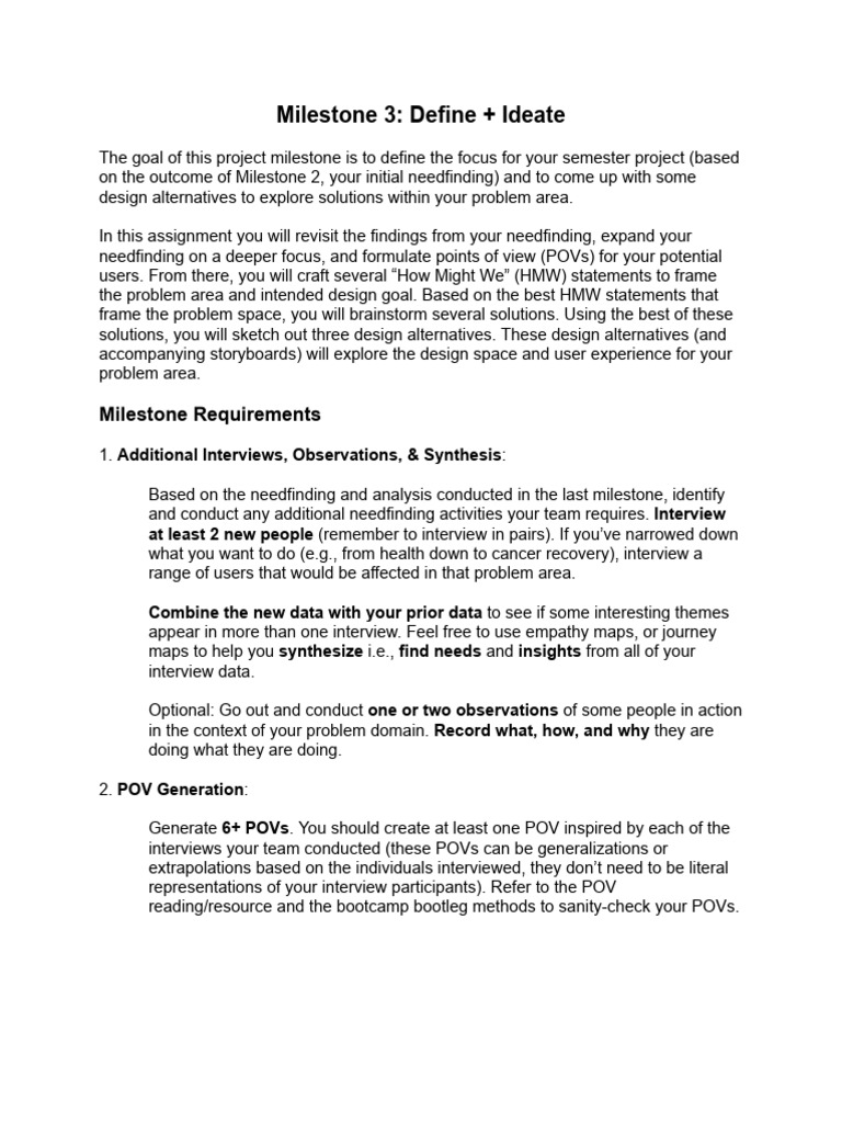 Milestone 3 - Define + Ideate | PDF | Brainstorming | Cognition