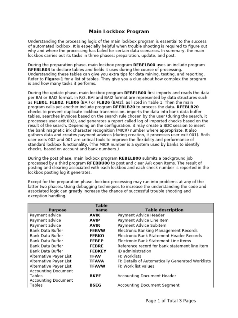 Main Lockbox Program | PDF