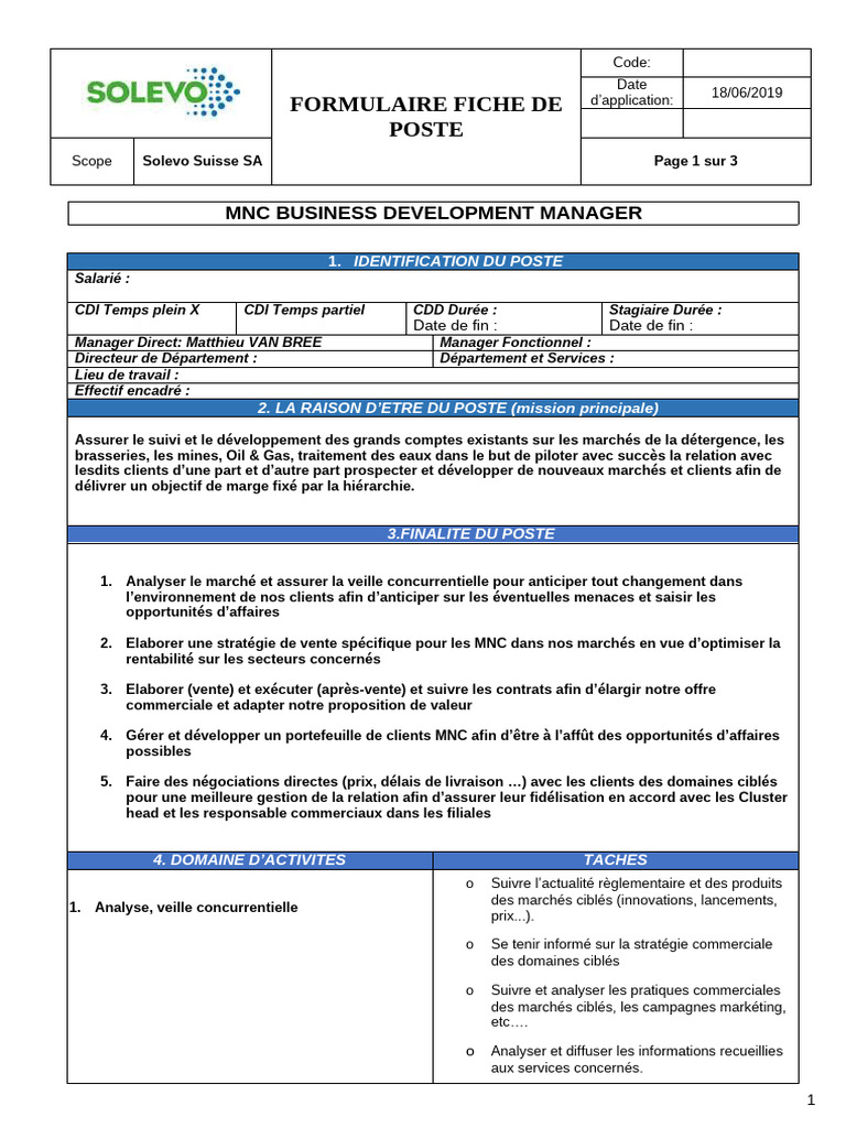JD Business Development Manager | PDF