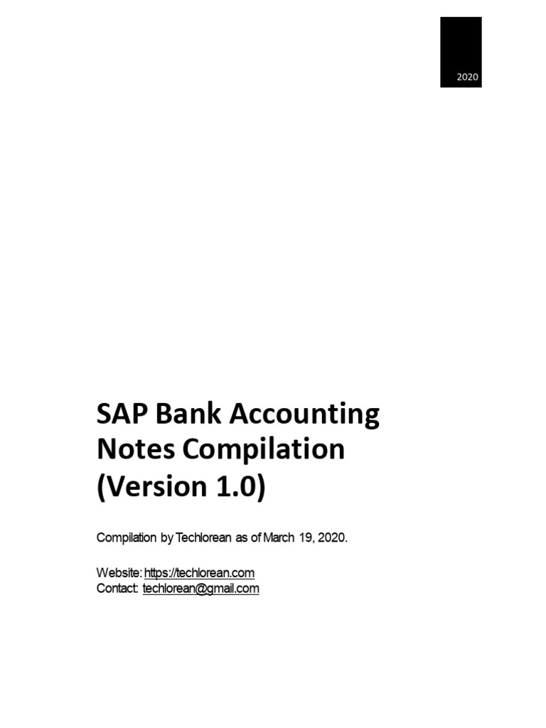 SAP Bank Accounting Notes Compilation (Version 1.0) | PDF
