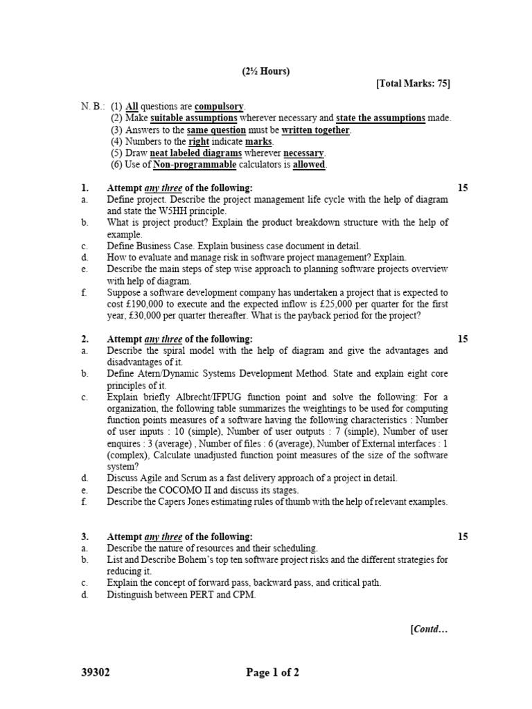 Software Project Management (12-2023) | PDF