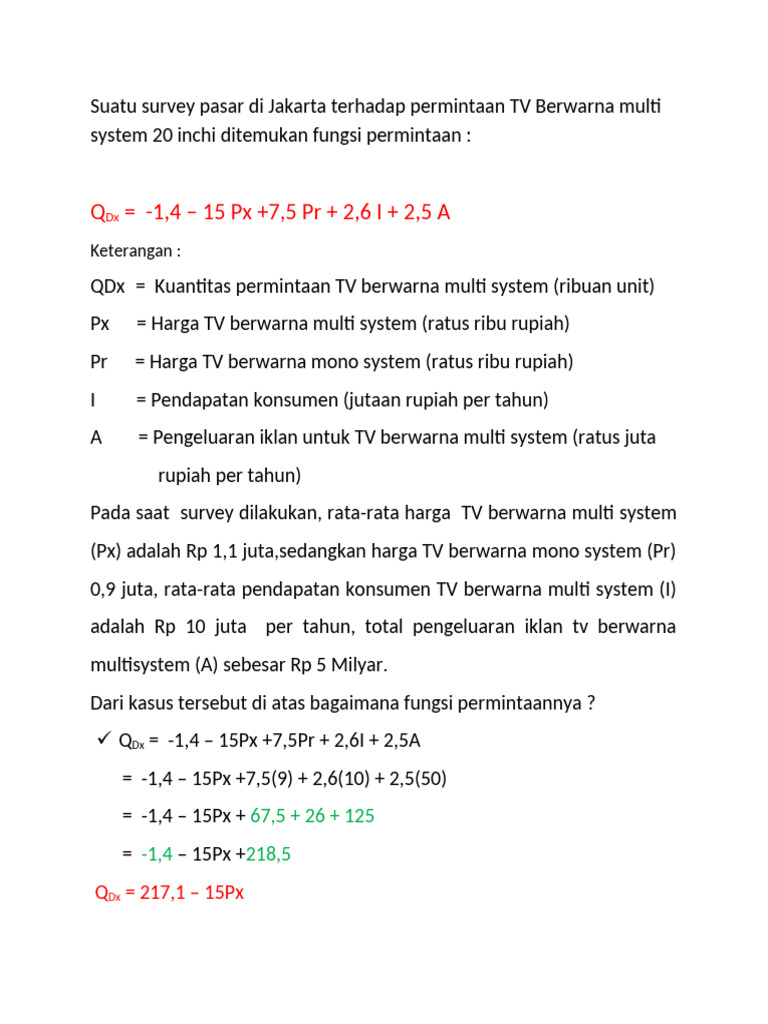 Soal Permintaan Dan Penawaran | PDF