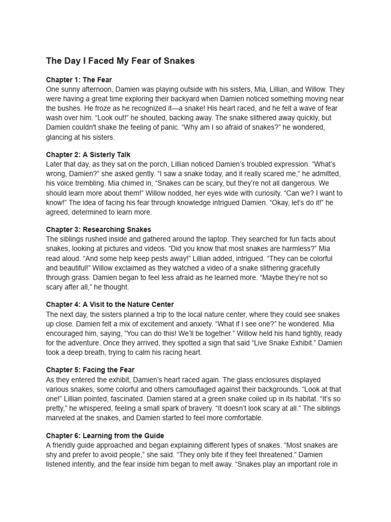 Overcoming Fear: Learning About Snakes | PDF | Fear | General Fiction