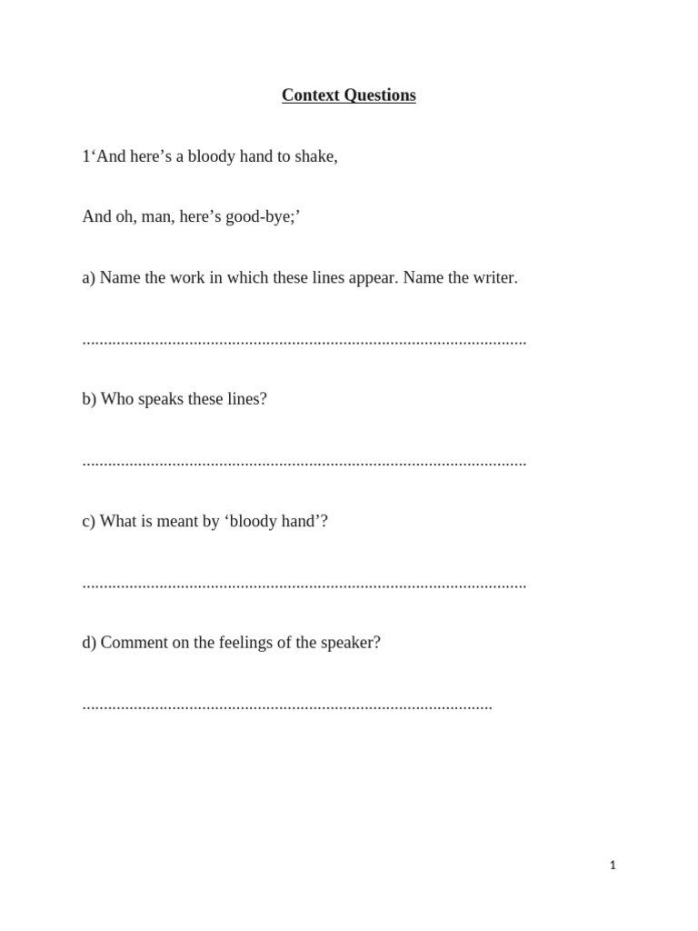Context Questions - Poetry | PDF