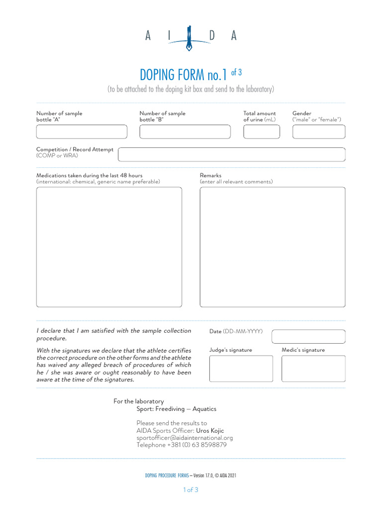 AIDA-TC_Doping Procedure Forms V17-0 | PDF