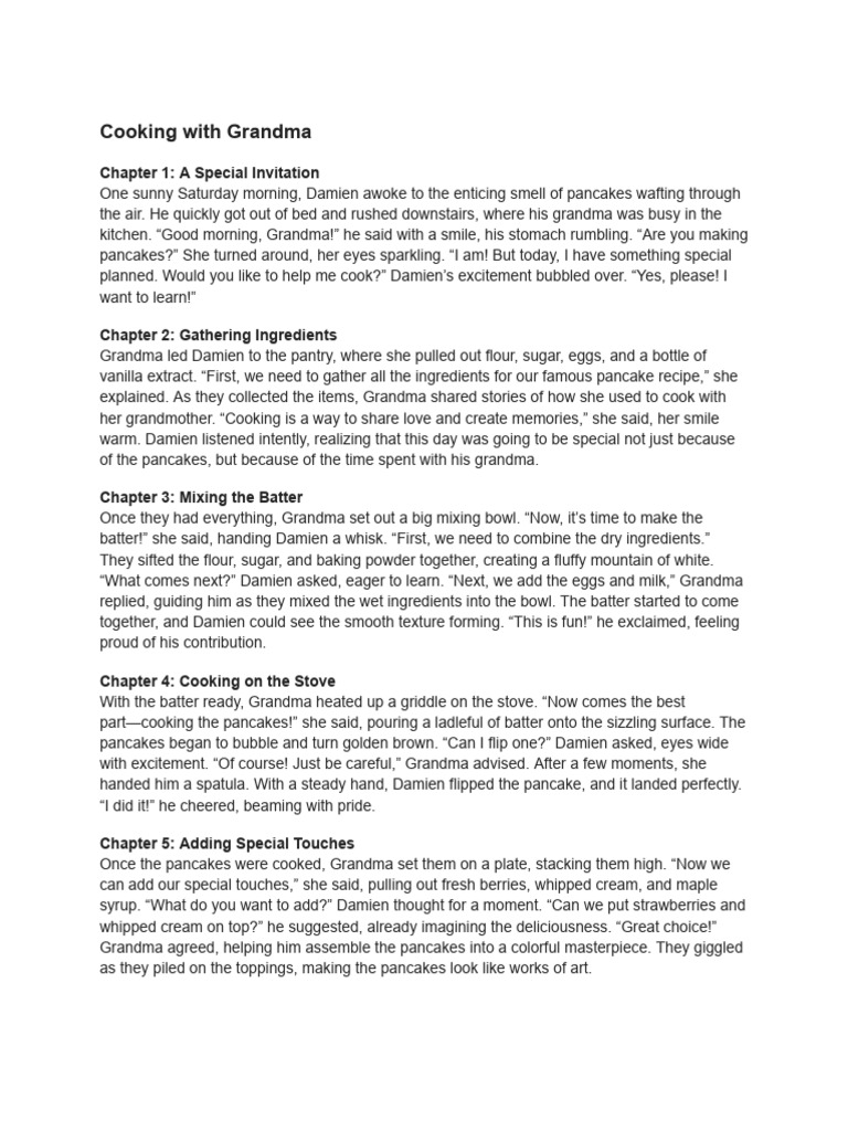 Cooking With Grandma Story | PDF