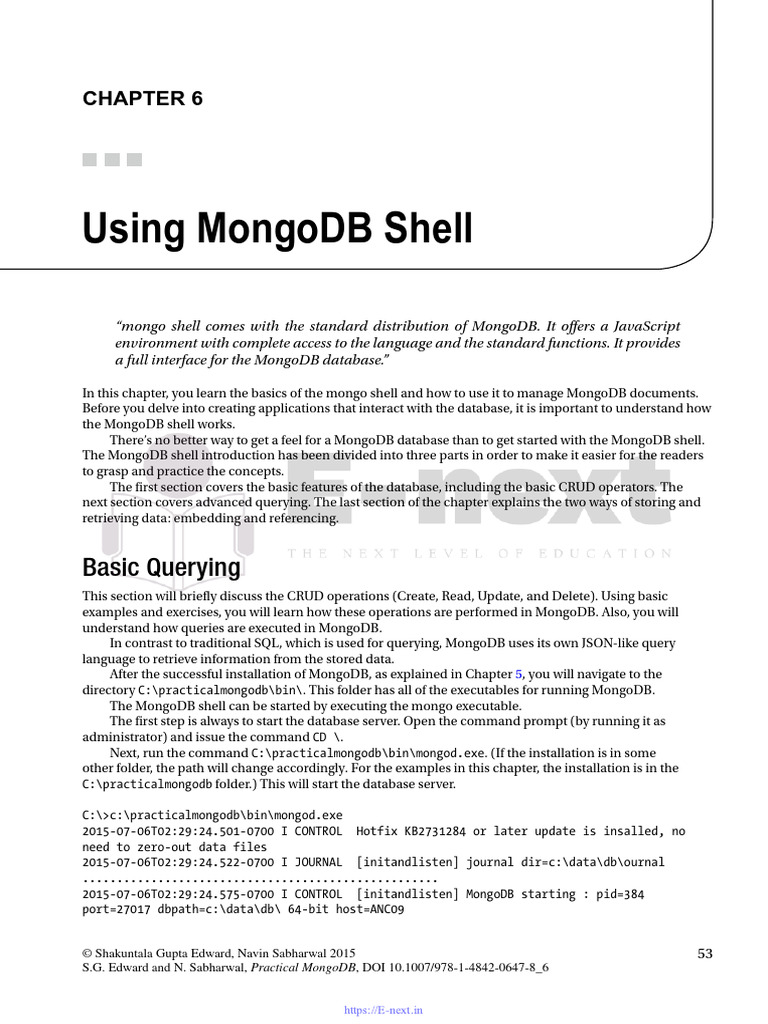 5-Using MongoDB Shell (E-Next - In) | PDF | Mongo Db | Computers