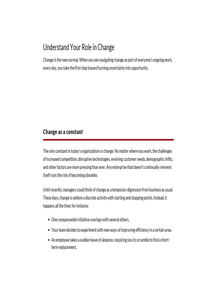 Harvard ManageMentor-Understand Your Role in Change | PDF