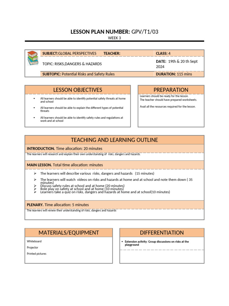 Year 4 WK 3 Lesson Plan | PDF