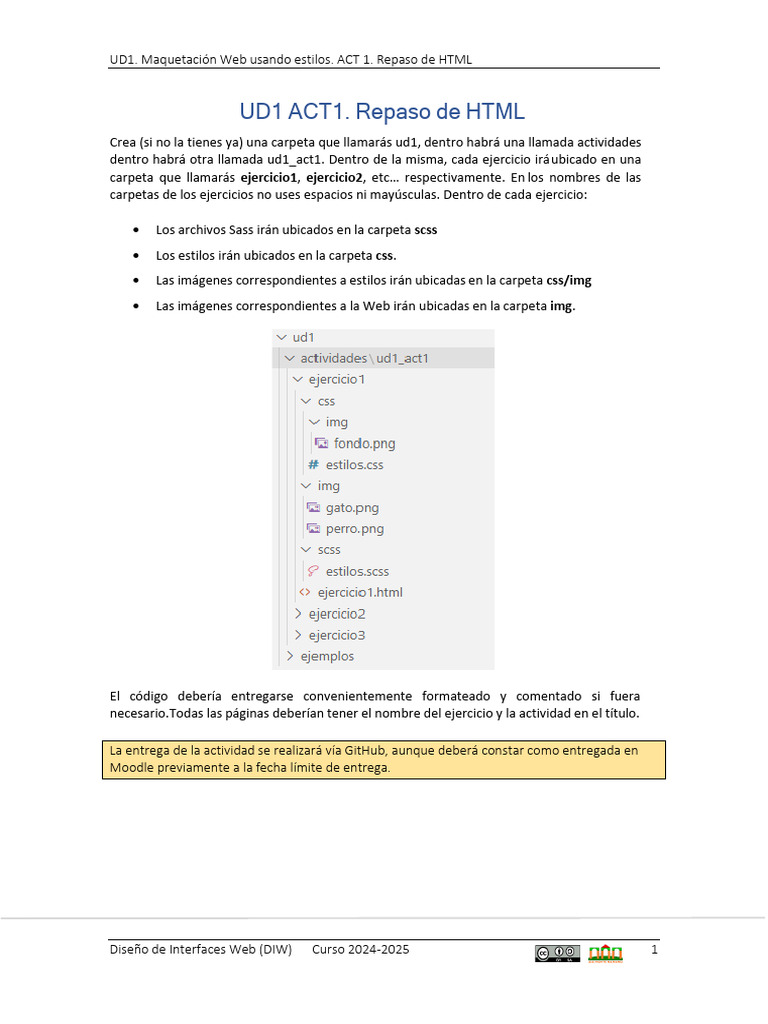 DIW - UD1 - ACT 1 - Repaso de HTML | PDF