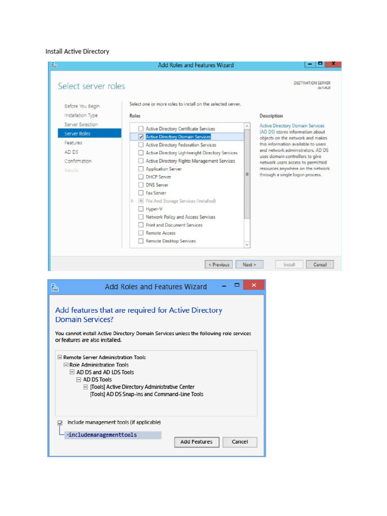 Install Active Directory | PDF