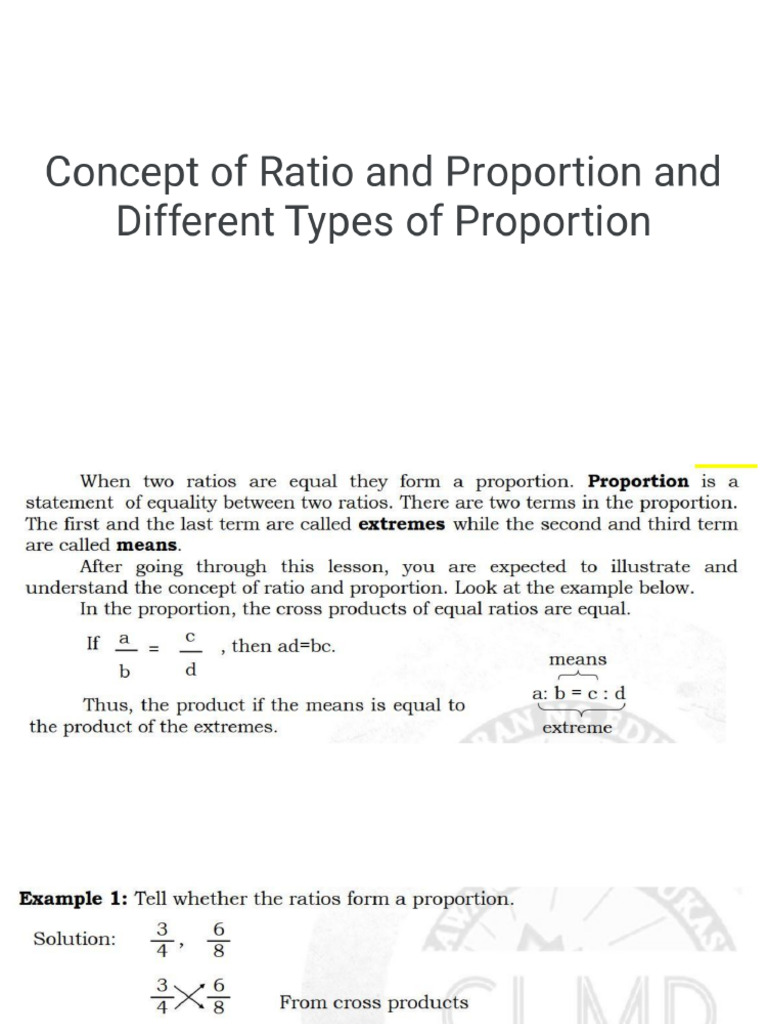 Concept of Ratio and Proportion and Different Types of Proportion | PDF