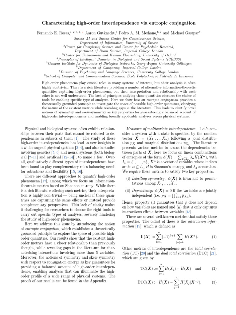Characterising High-Order Interdependence Via Entropic Conjugation | PDF