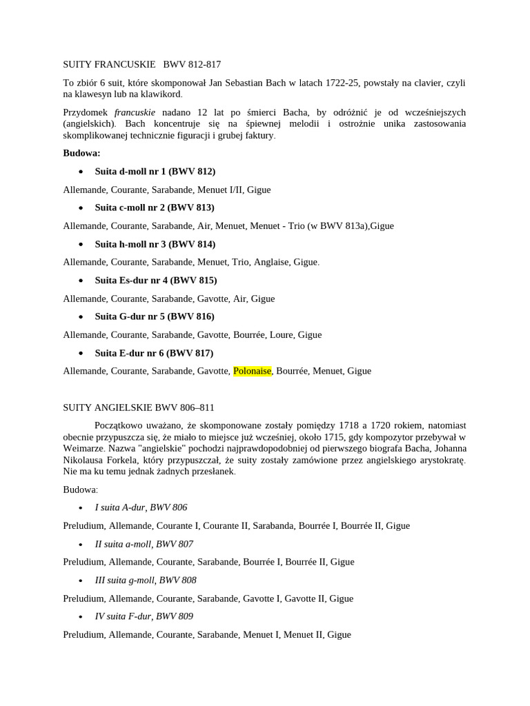 Bach Suity Francuskie | PDF