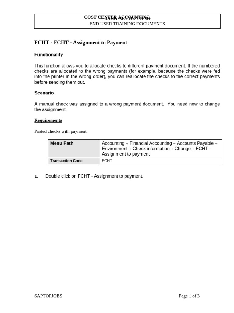 FCHT Assignment To Payment | PDF