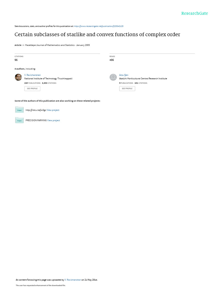 Certain Subclasses of Starlike and Convex Function | PDF