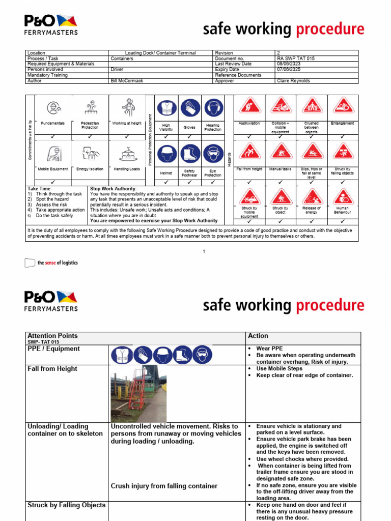 Risk Assessment For Opening Container Van | PDF