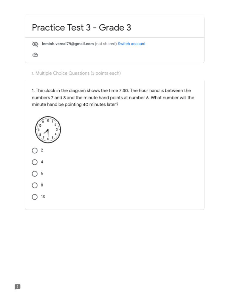 Practice Test 3 - Grade 3 | PDF