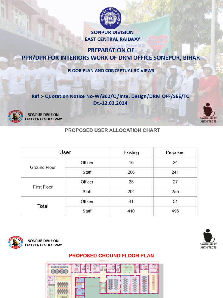 Floor Plan and Conceptual 3D Views of DRM Office Sonpur | PDF