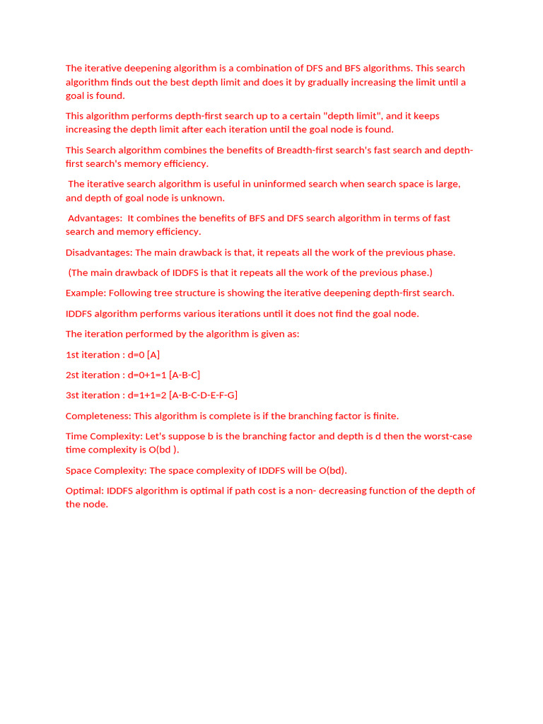 The iterative deepening algorithm | PDF