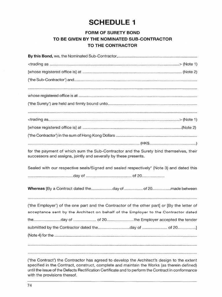Standard Form Bond Template | PDF