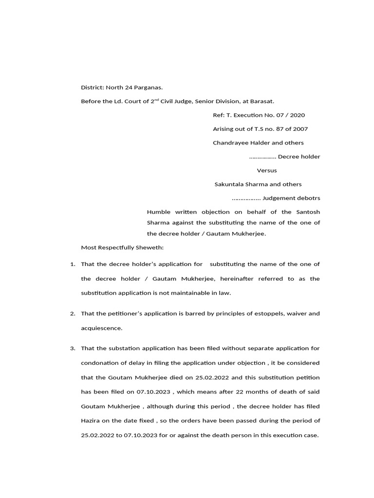 Santosh Sharma Written Objection | PDF | Affidavit | Judiciaries