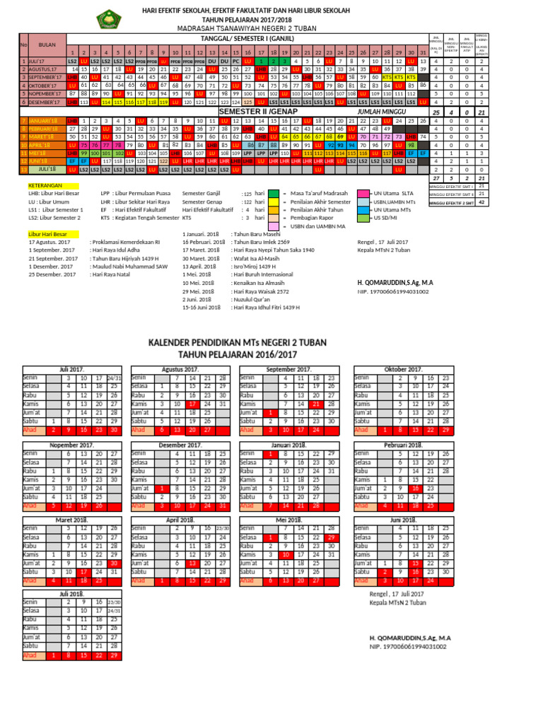 Kalender Pendidikan 2017-2018 Lengkap | PDF