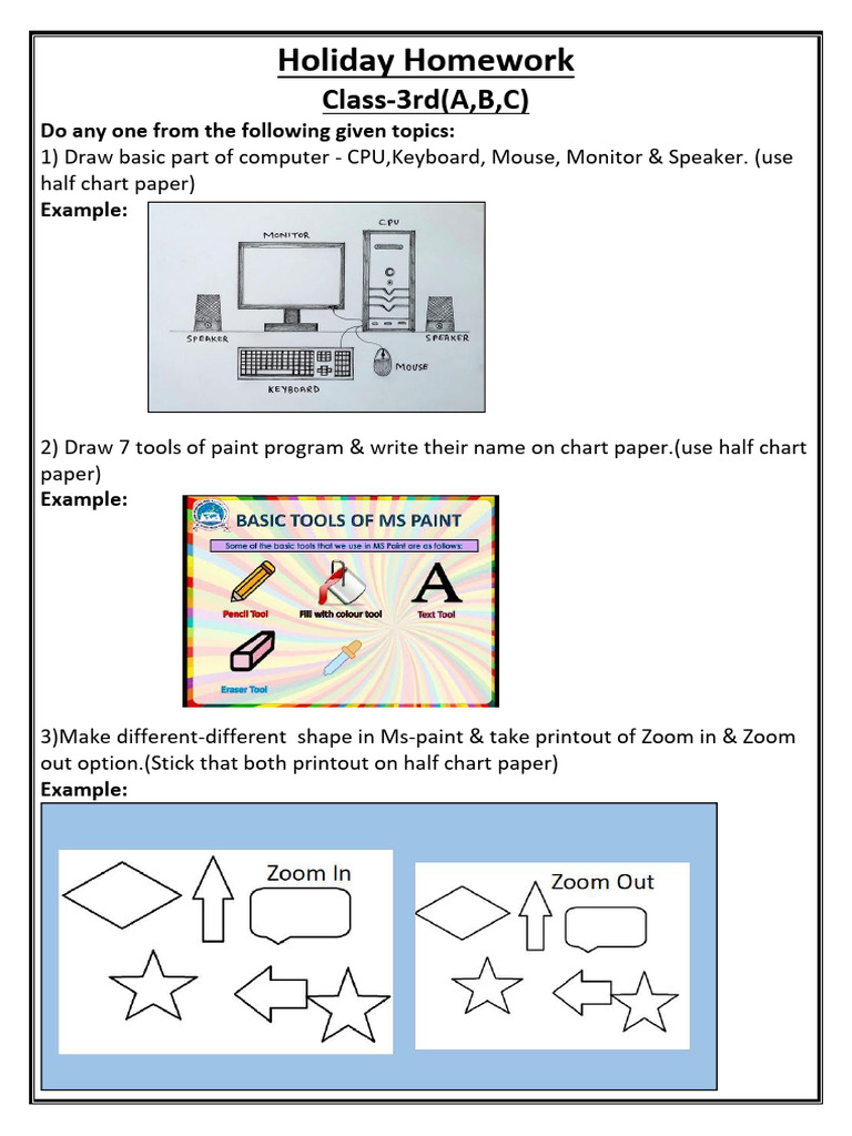 Class-3rd Holiday Homework | PDF