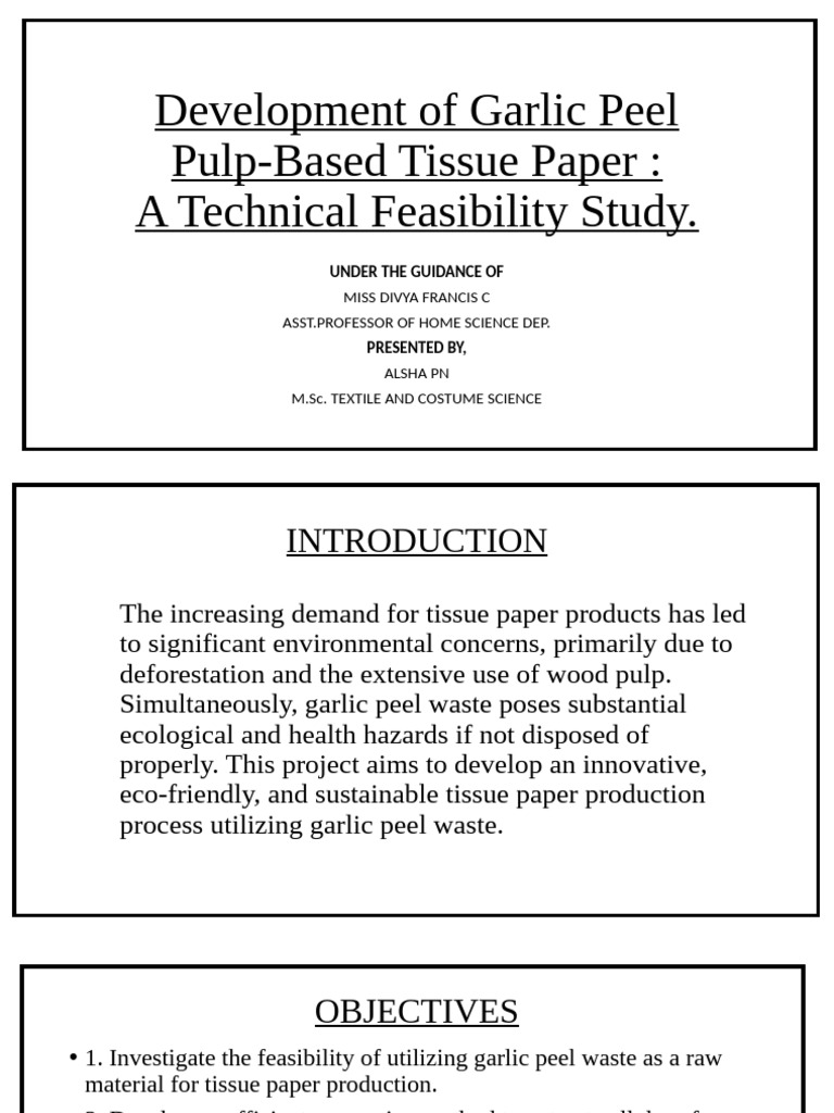 Garlic Peel Waste Utilization in Tissue Paper Production | PDF