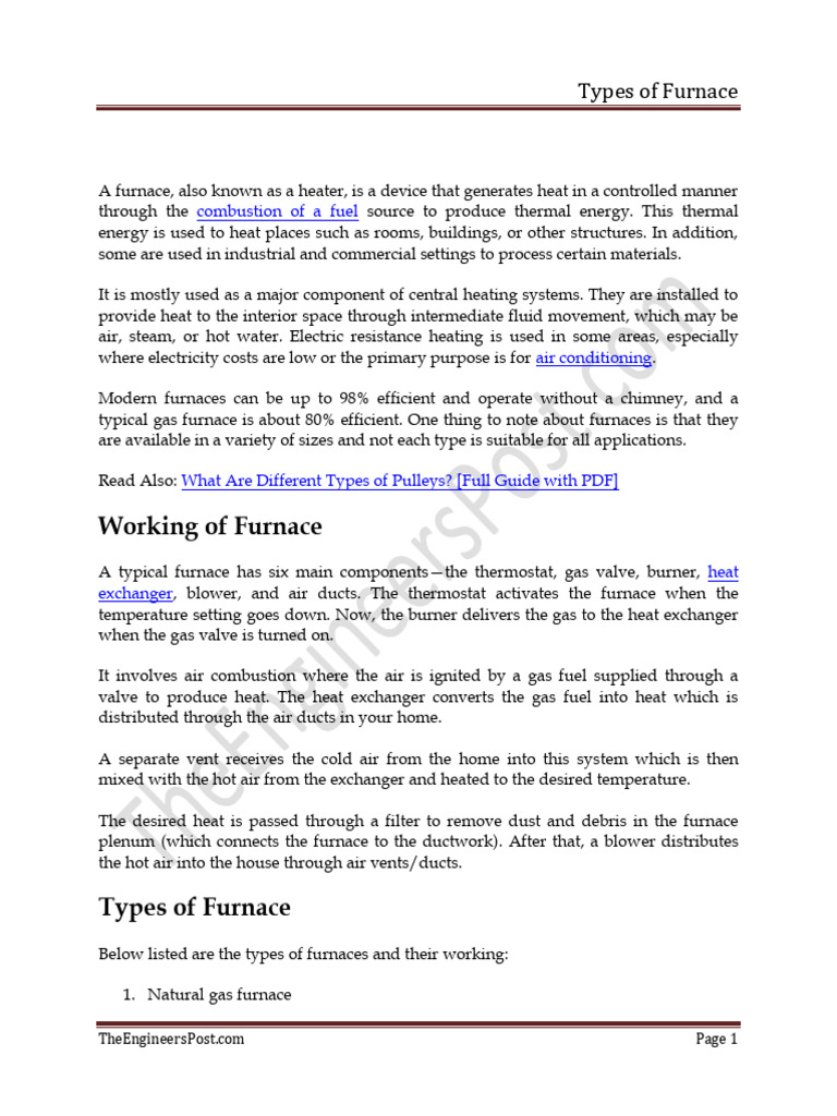 Types of Furnace | PDF