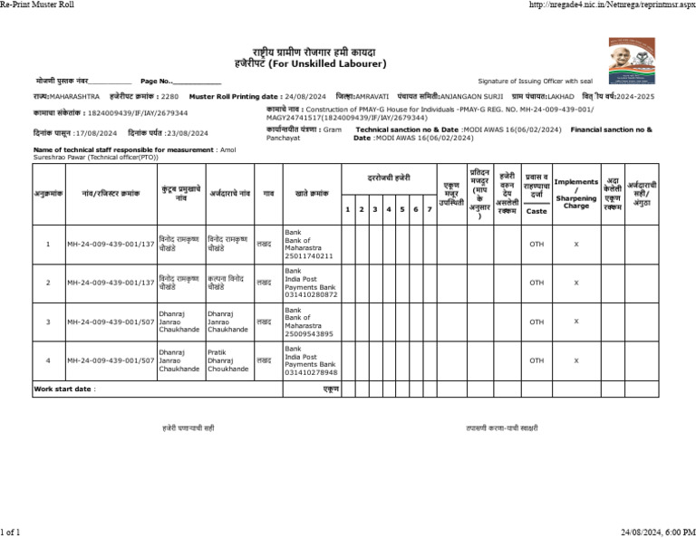 Re-Print Muster Roll 9344 | PDF