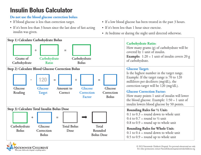 Insulin Bolus Calculator | PDF