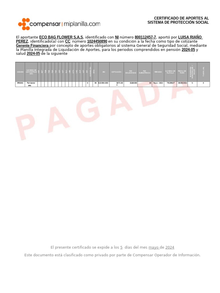 Certificado Luisa Riaño | PDF