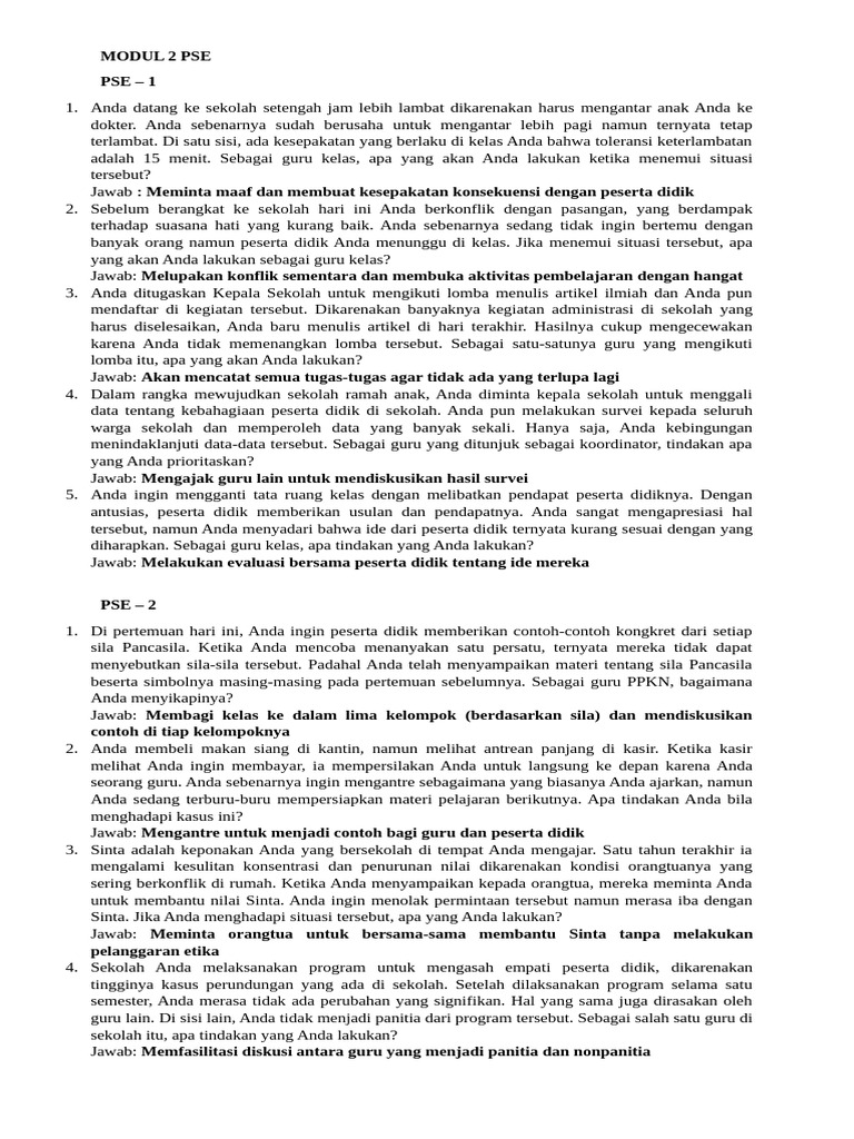 Kunci Jawaban Modul 2 Pse | PDF