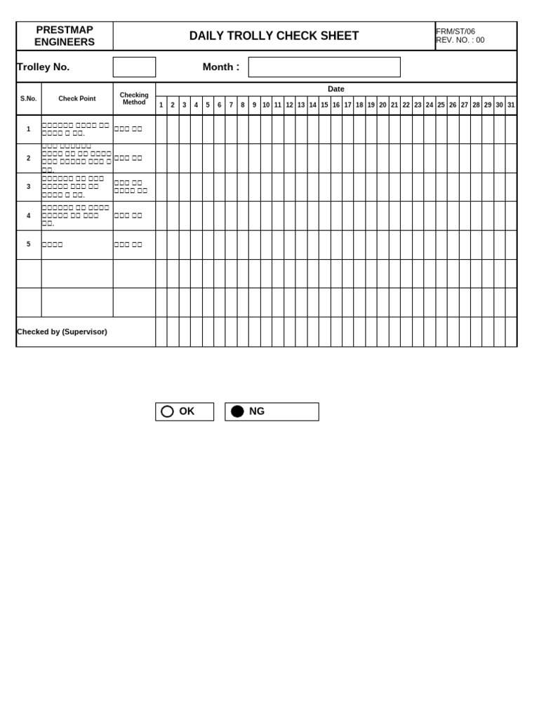 ST-06 Daily Trolley Checksheet | PDF