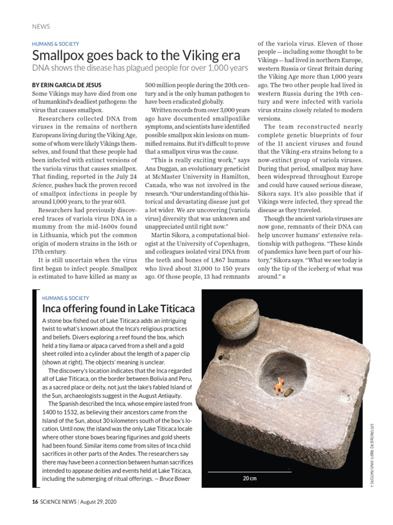 Smallpox Goes Back To The Viking Era | PDF