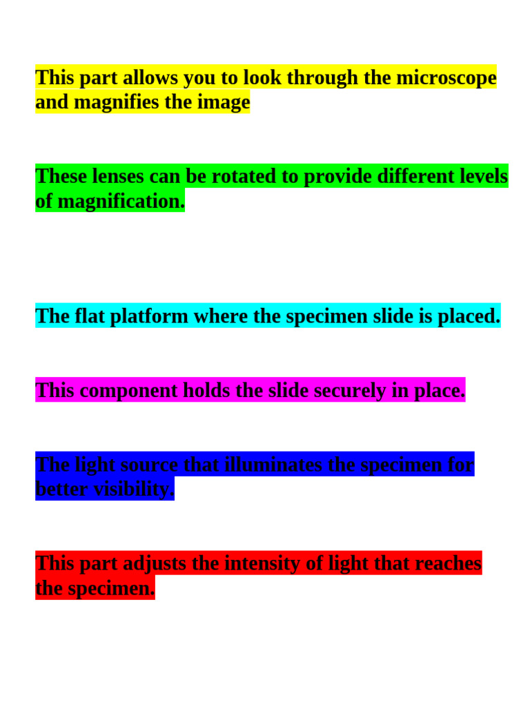 This Part Allows You To Look Through The Microscope and Magnifies The ...