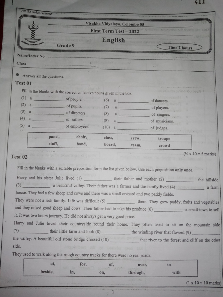 English 1 Term G9 | PDF